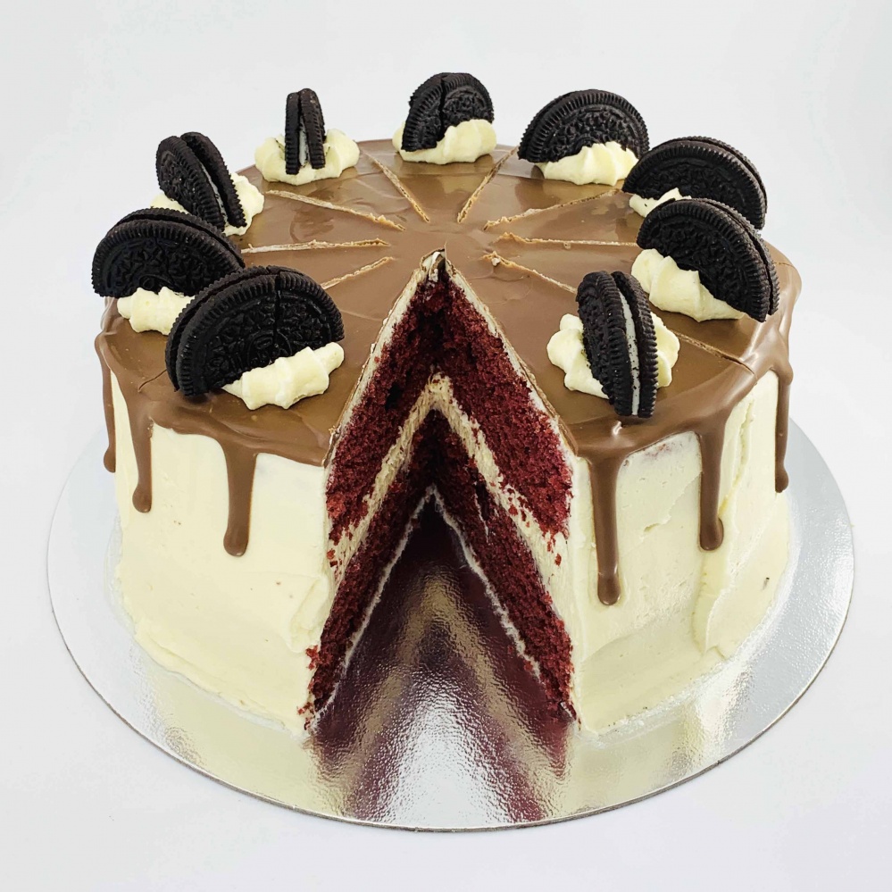 Chocolate Velvet Drip Cake (10 Large Slices)